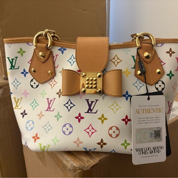 Louis Vuitton | Bags | Louis Vuitton White Monogram Tote With Tan ...